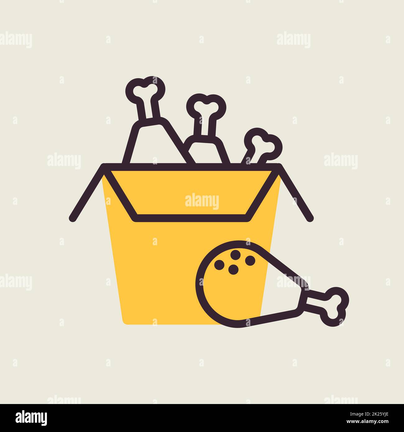 Fried chicken in the box vector icon Stock Photo - Alamy
