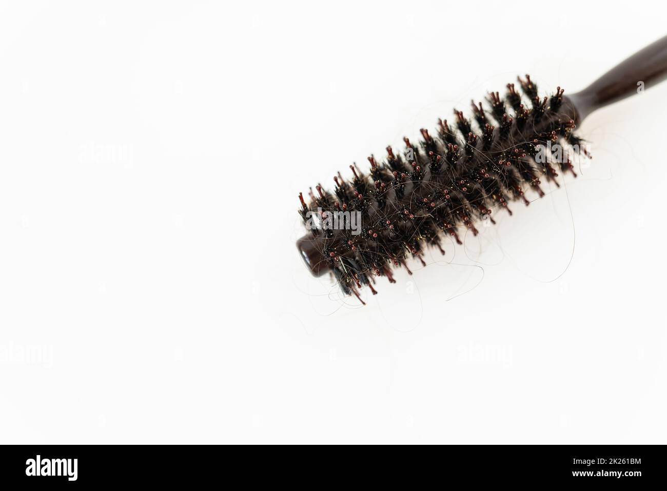 Hair loss in comb, daily serious hair loss problem, on white background ...