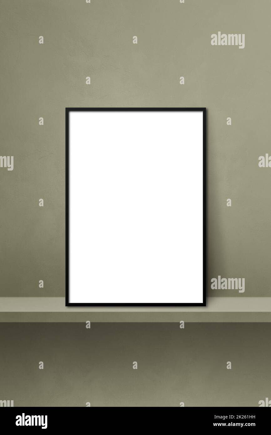 3d illustration mockup vertical photo frame on green wall hi-res stock ...