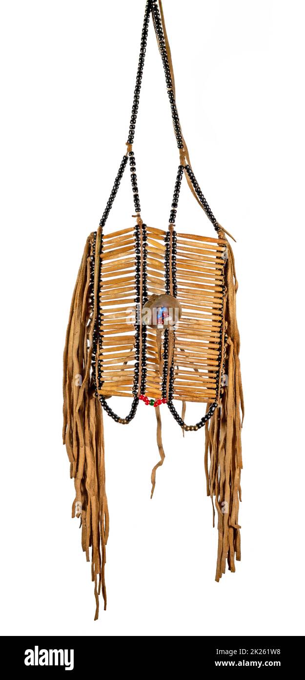 Ancient North American Indian breastplate made of bone and leather ...