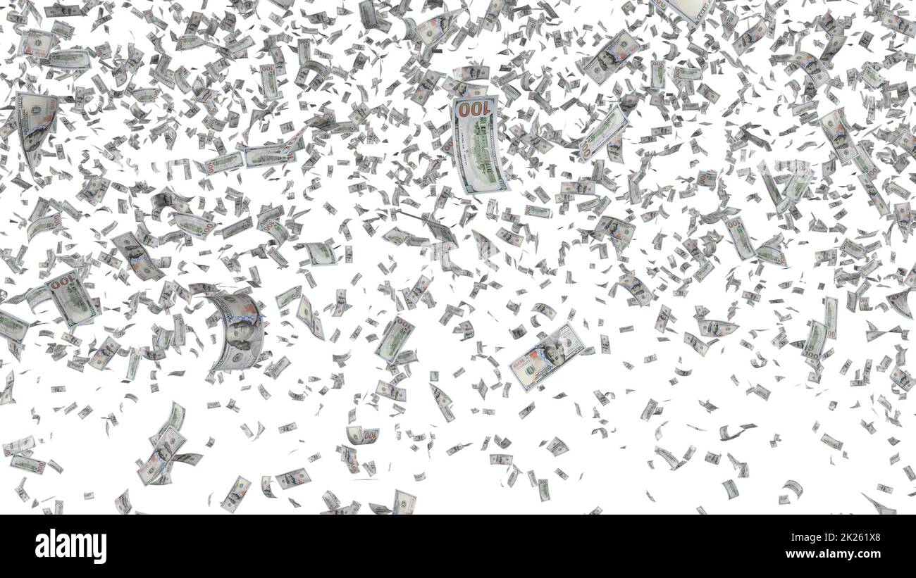 Falling down banknotes isolated on white background Stock Photo - Alamy