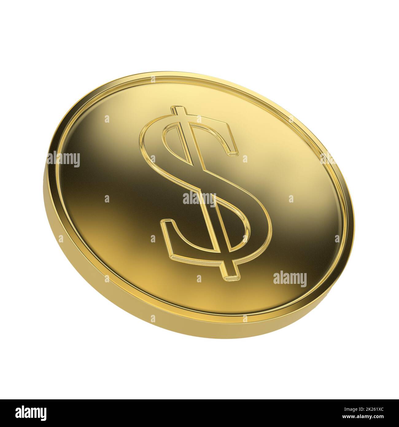 Golden coin with a dollar sign. Isolated on white background Stock ...