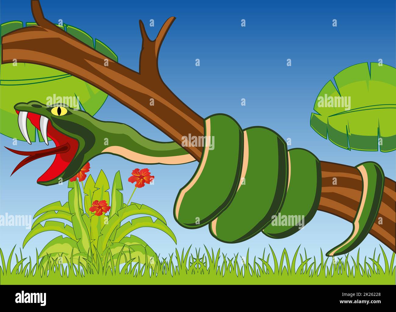 Poisonous snake on tree in jungle nature Stock Photo - Alamy