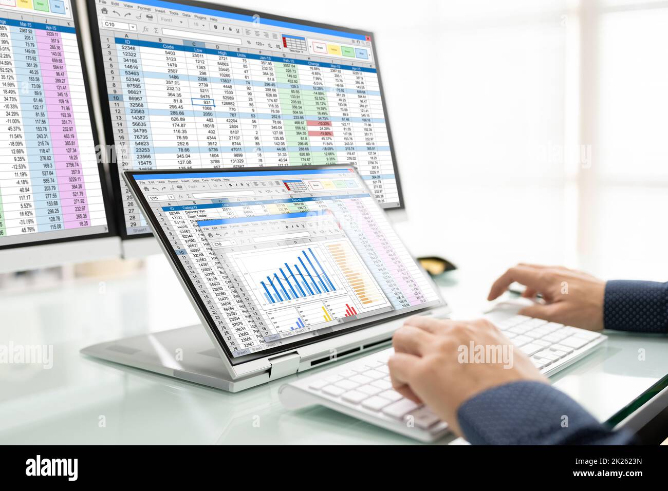 Analyst Working With Spreadsheet Business Data Stock Photo - Alamy