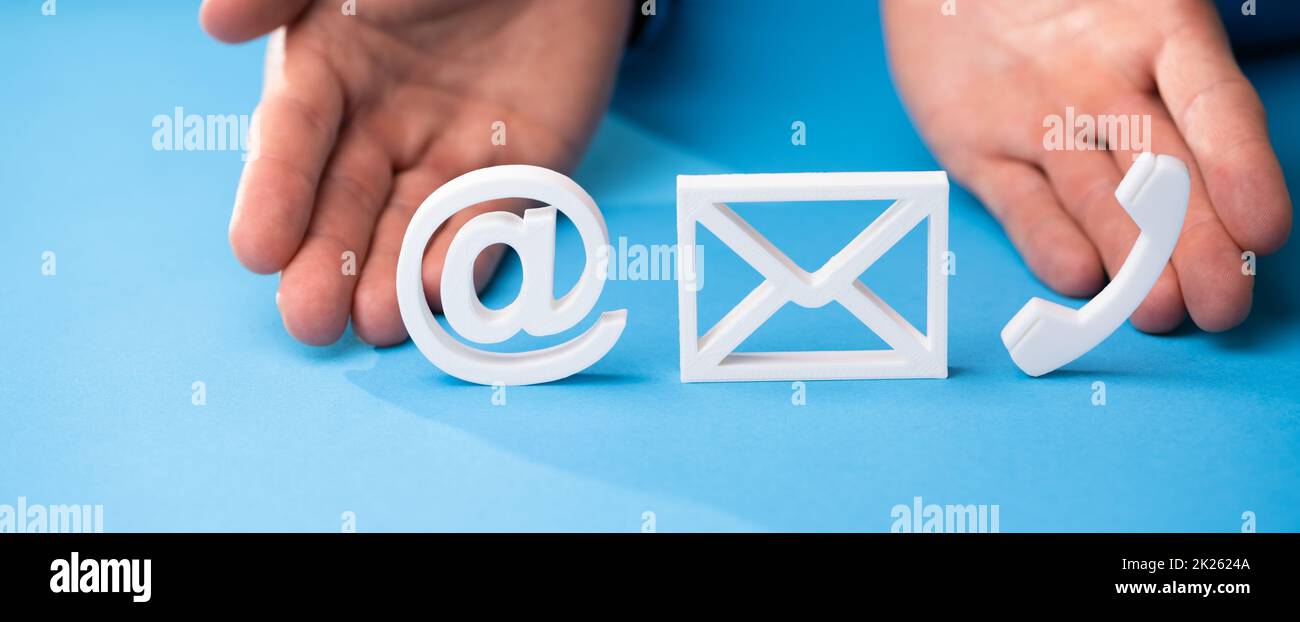 Various Contact Us Methods. White Phone, Email Stock Photo - Alamy