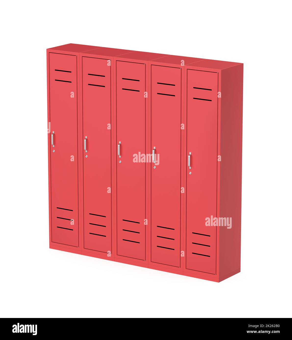Five red metal lockers Stock Photo - Alamy