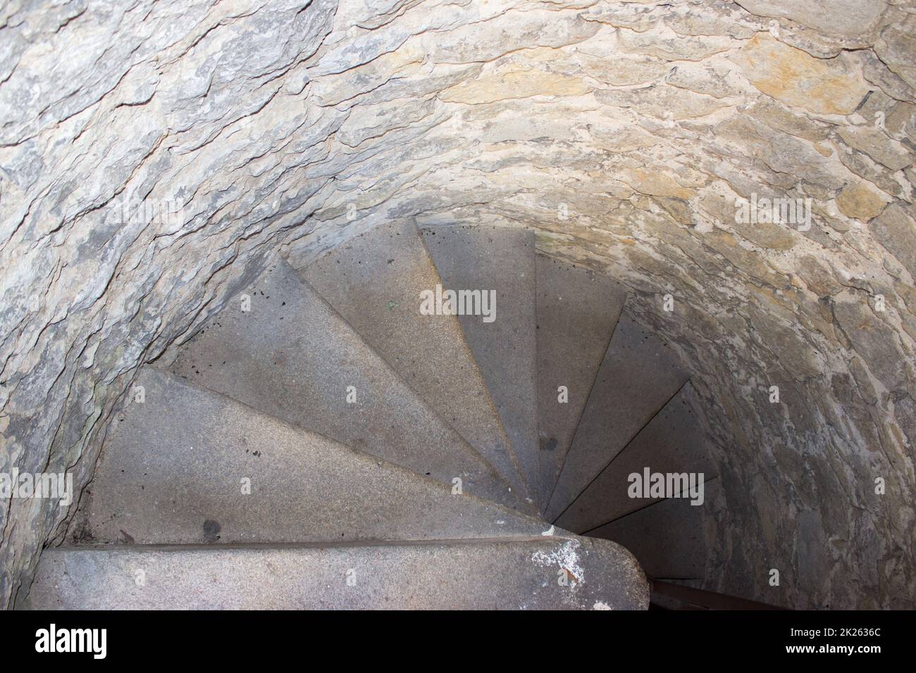 Ancient stone spiral staircase in the castle tower Stock Photo - Alamy
