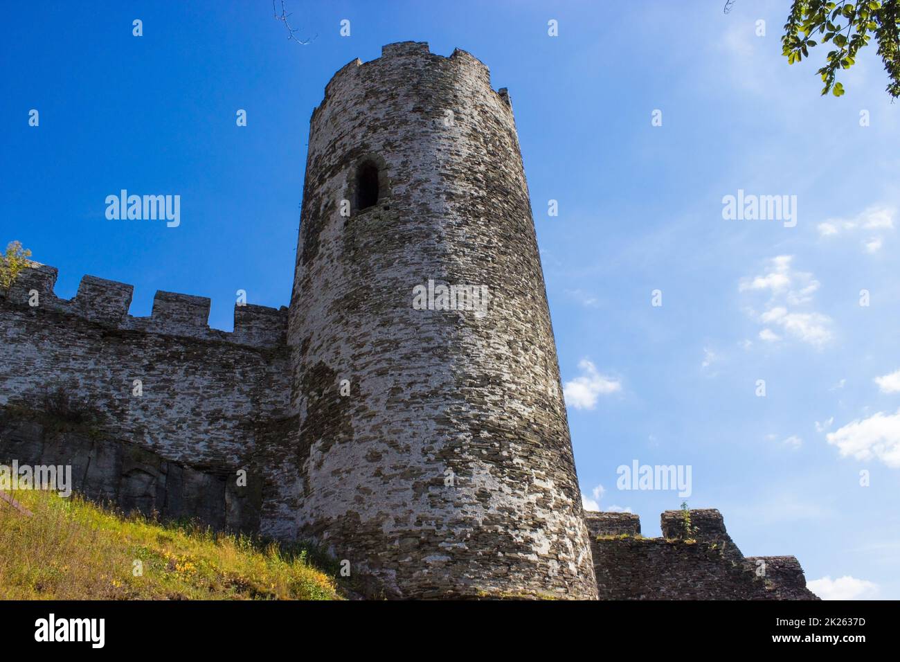 Panoramic view of tower and wall of Bezdez castle Stock Photo - Alamy