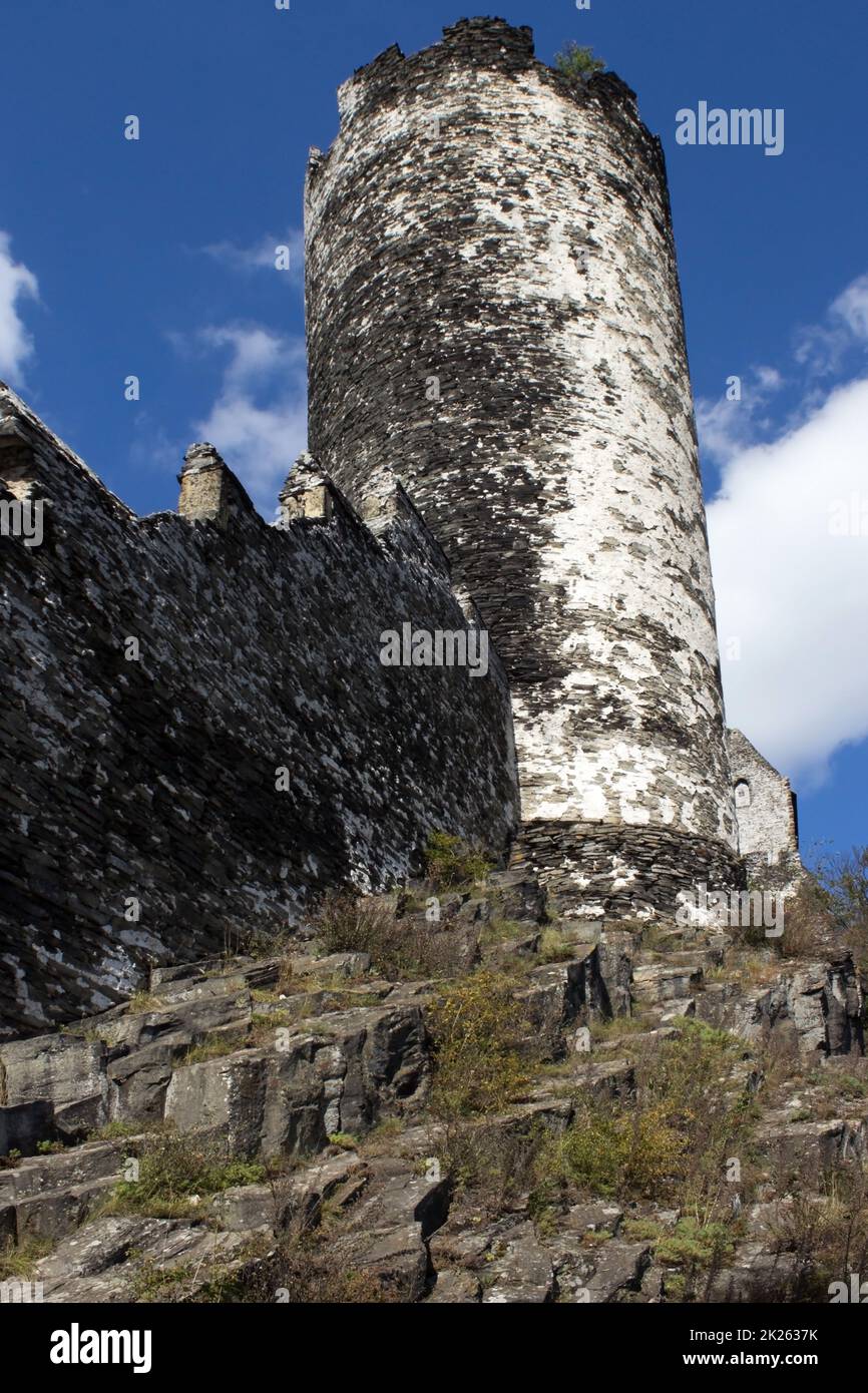 Panoramic view of tower and wall of Bezdez castle Stock Photo - Alamy