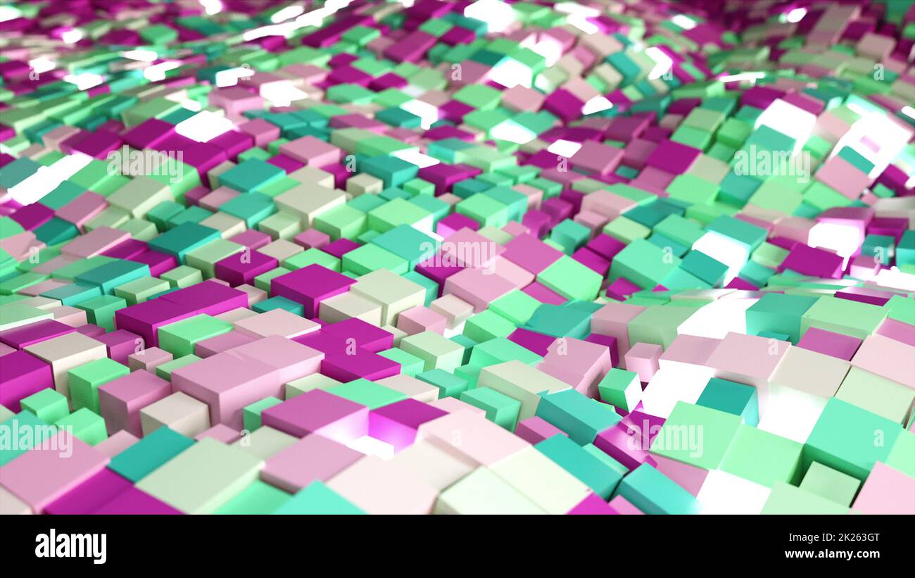 Random colored cubes with glow Stock Photo - Alamy