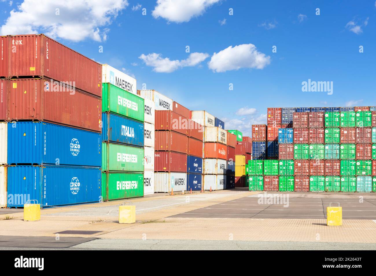 Shipping containers stacked at Felixstowe Container port of Felixstowe ...