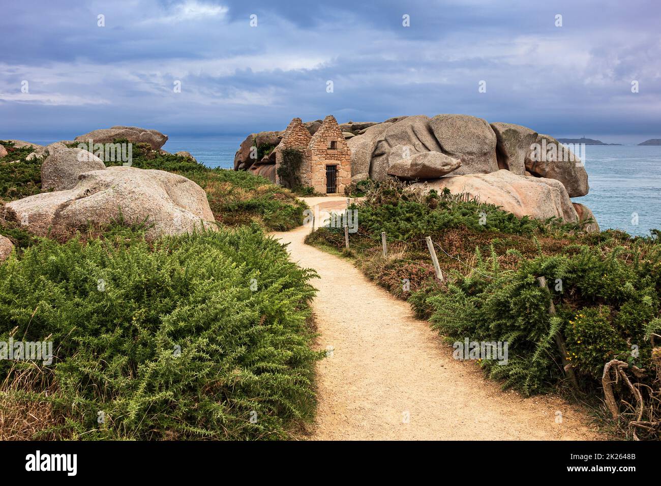Landscape with old building in Brittany near Ploumanac'h, France Stock ...