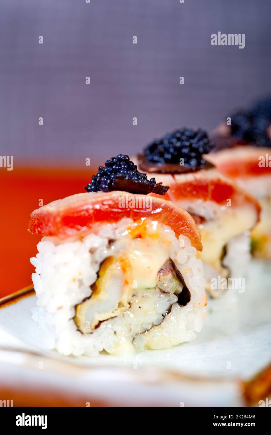 fresh sushi choice combination assortment selection Stock Photo - Alamy