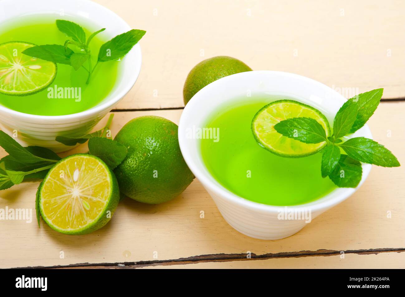 mint infusion tea tisane with lime Stock Photo - Alamy