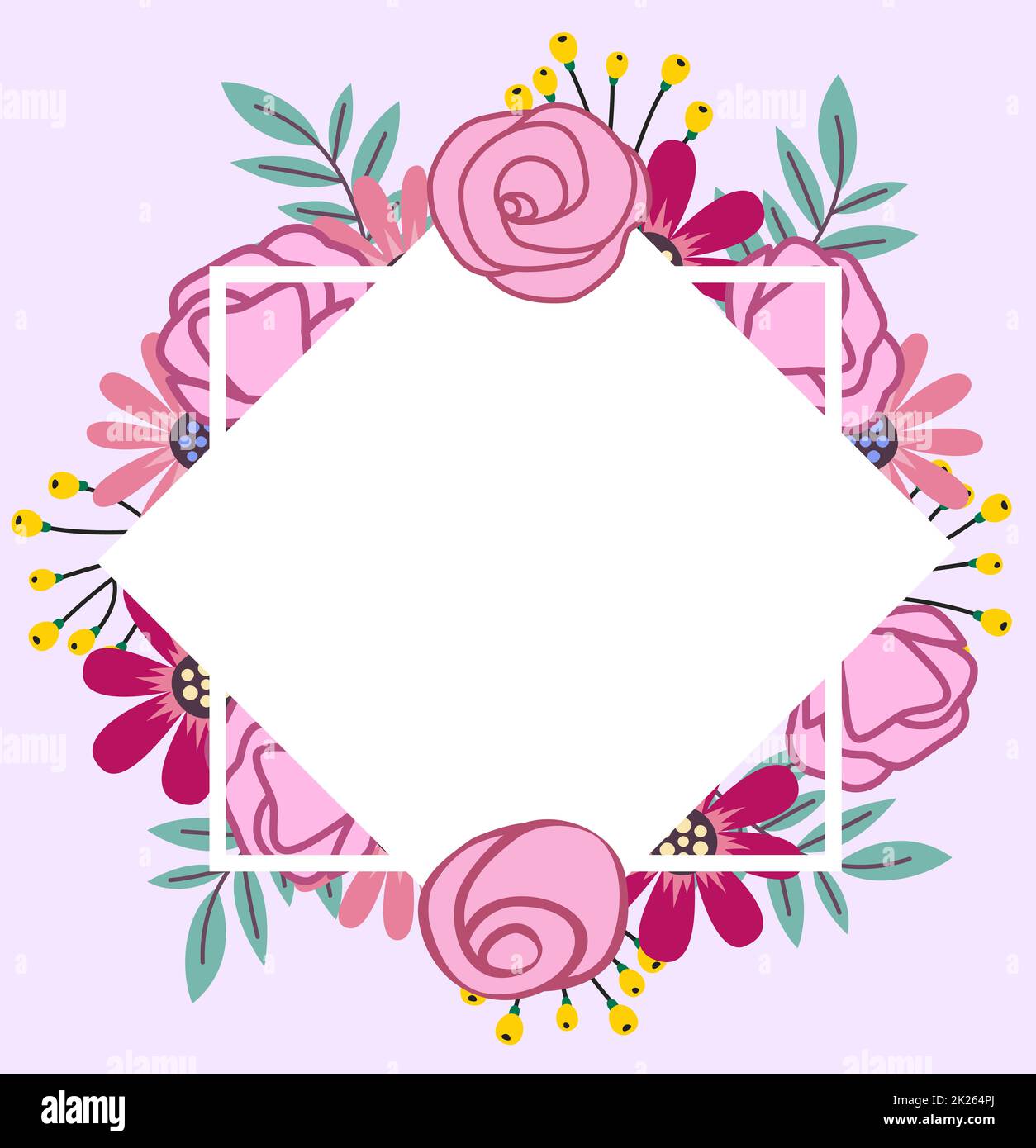 Blank Frame Decorated With Abstract Modernized Forms Flowers And ...