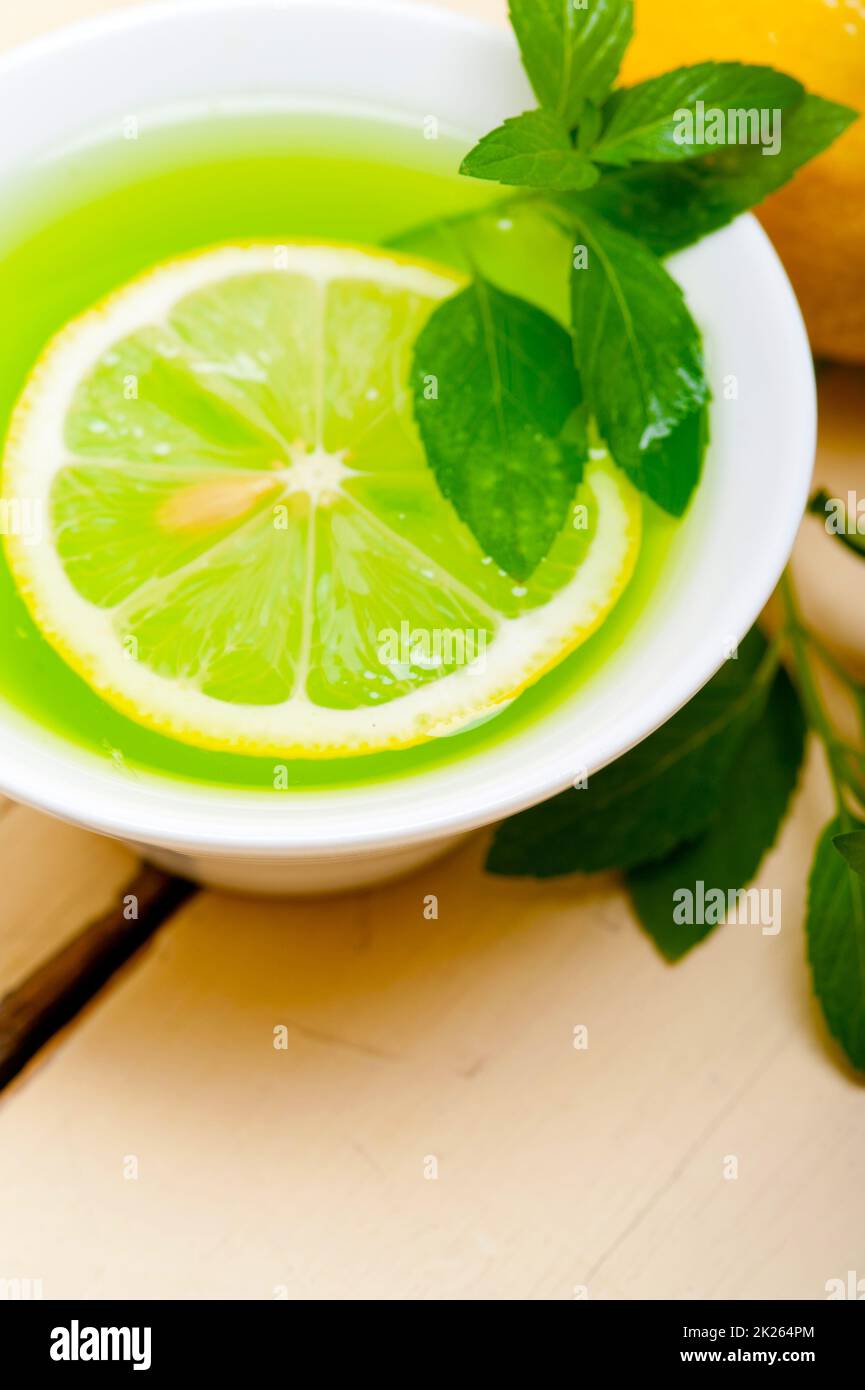 mint infusion tea tisane with lemon Stock Photo - Alamy