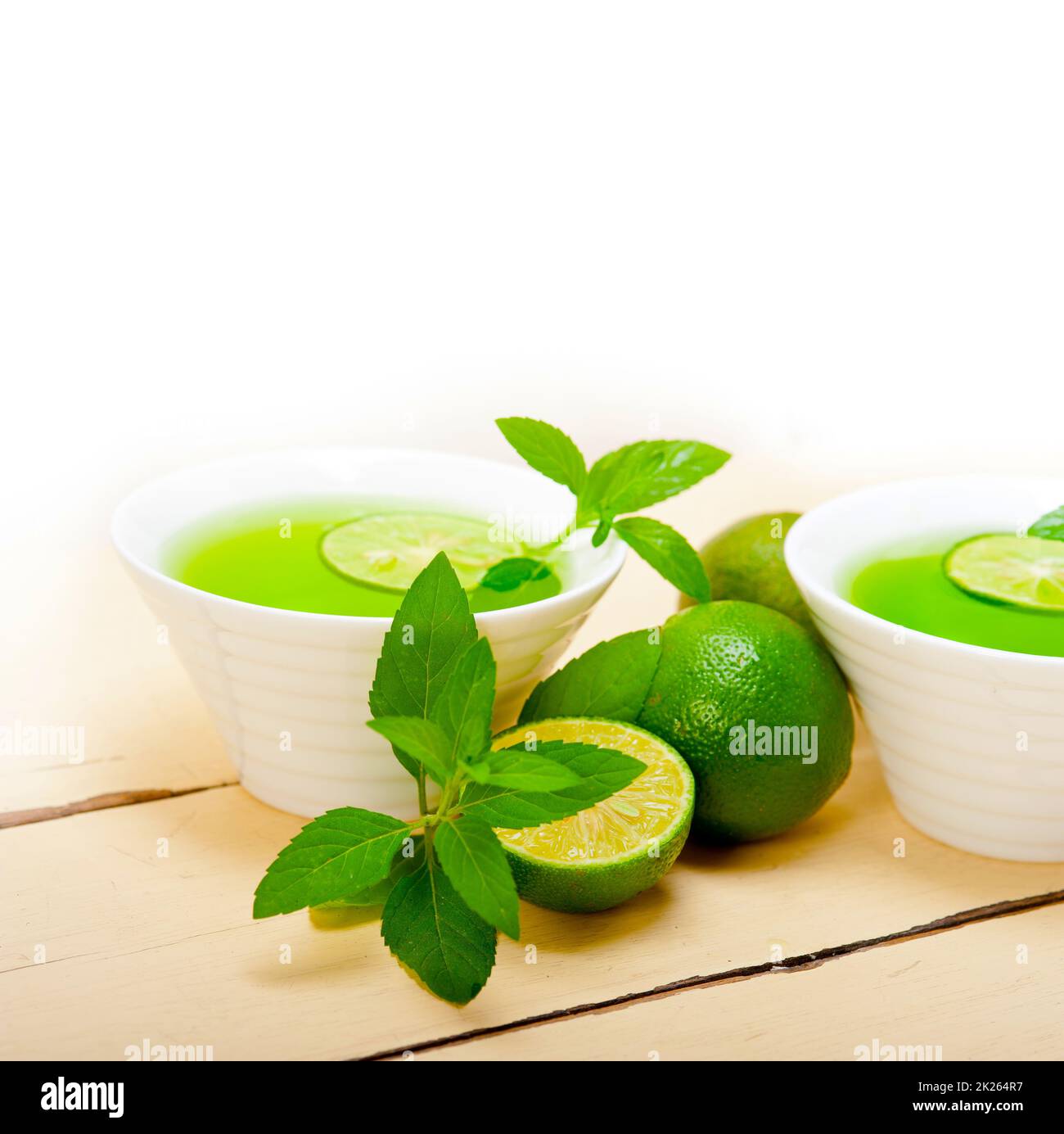 mint infusion tea tisane with lime Stock Photo - Alamy