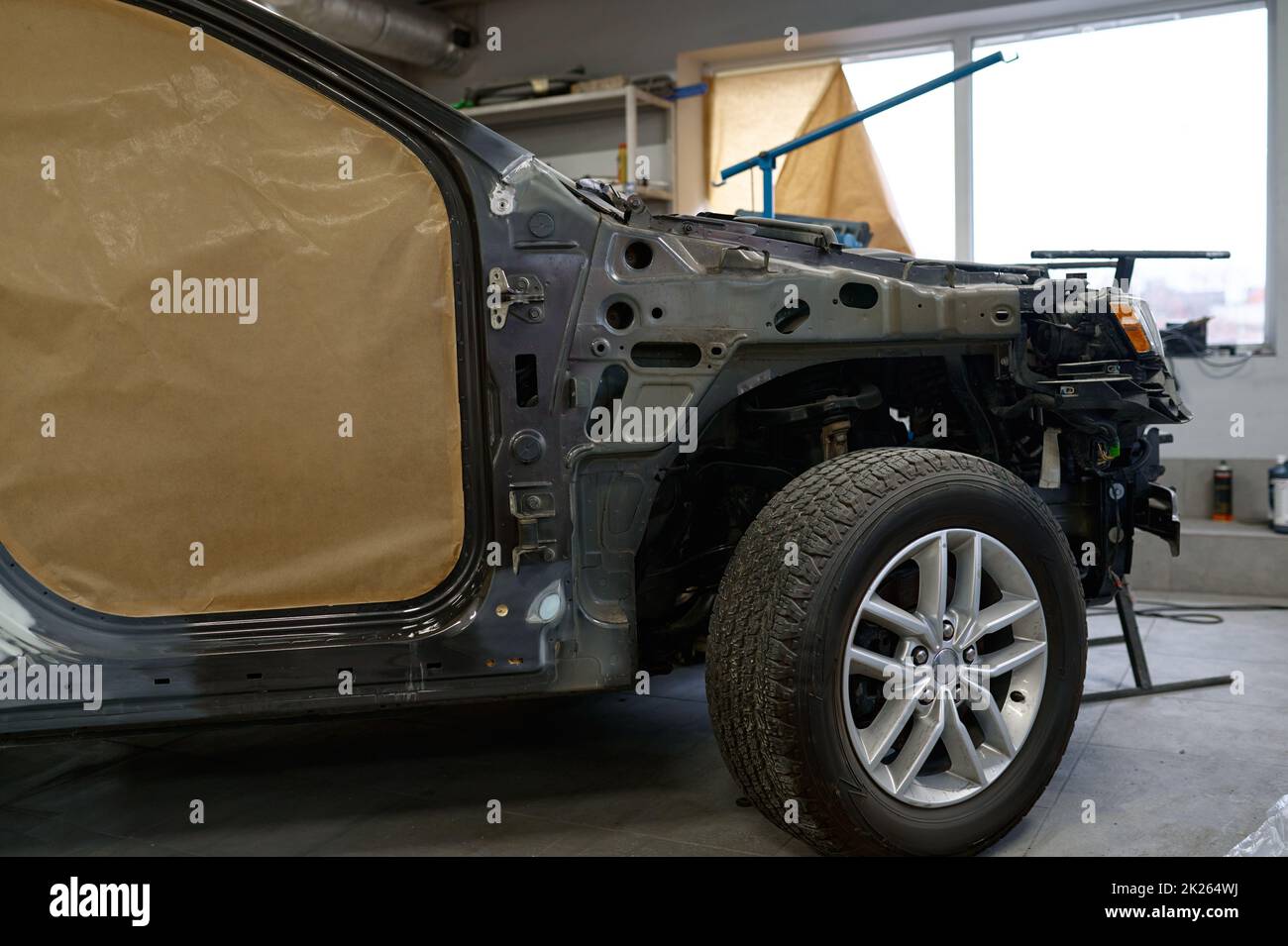 Car prepared for painting in body shop Stock Photo - Alamy