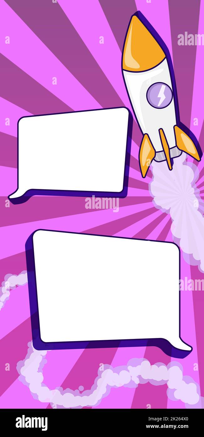 Rocket Ship Launching Fast Straight Up To The Outer Space. Spaceship ...