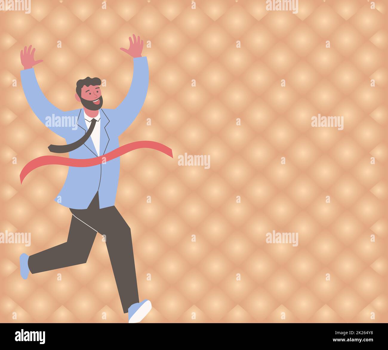 Gentleman In Suit Running Towards Finish Line Celebrating Success. Man ...