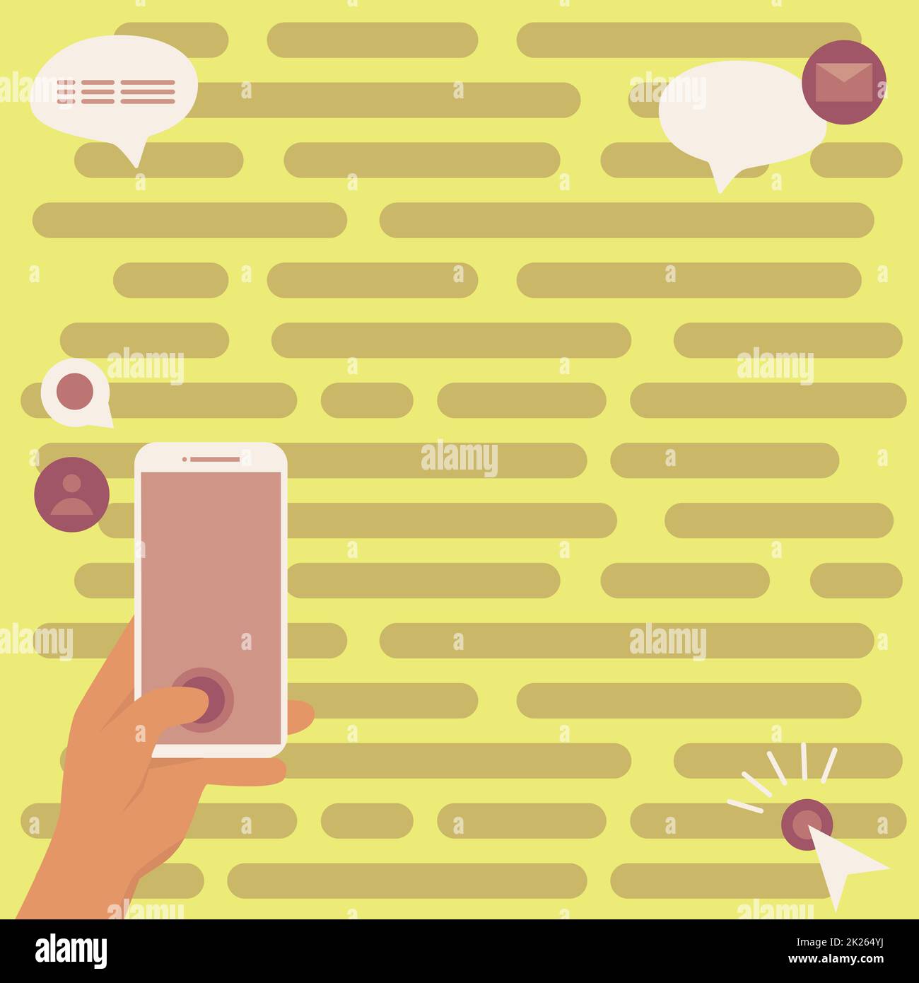 Hands Holding Mobile Phone Pressing Application Button. Palms Hold ...