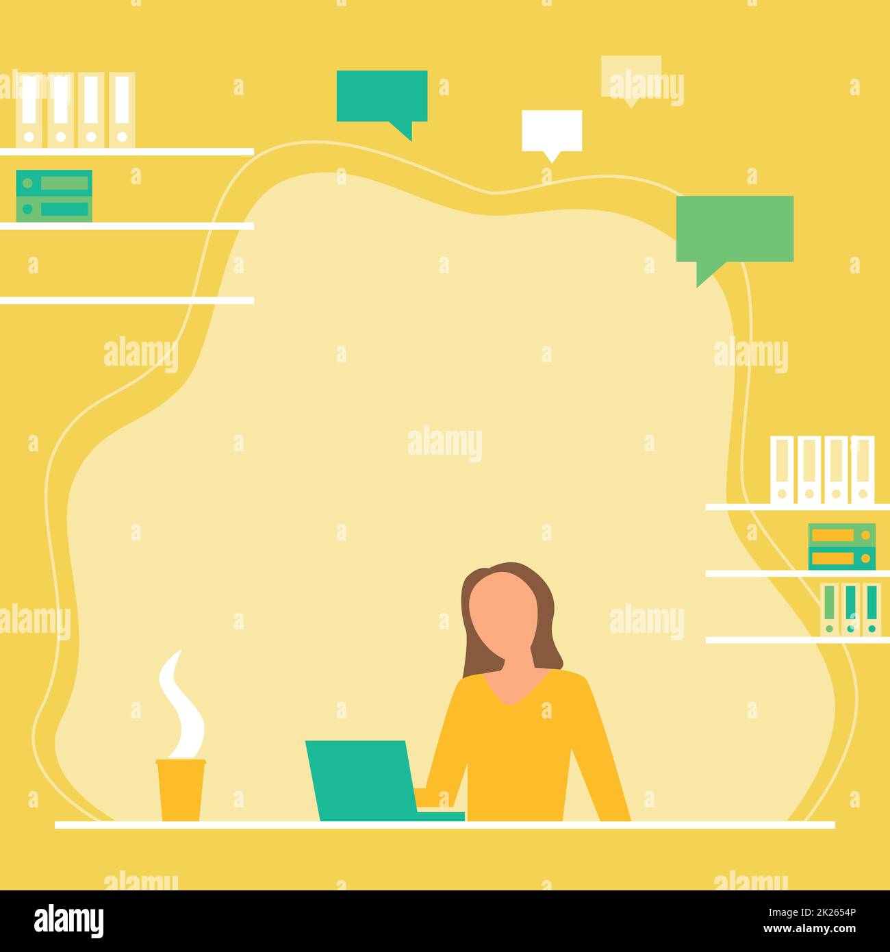 Woman Sitting On Desk Working And Presenting New Technologies ...