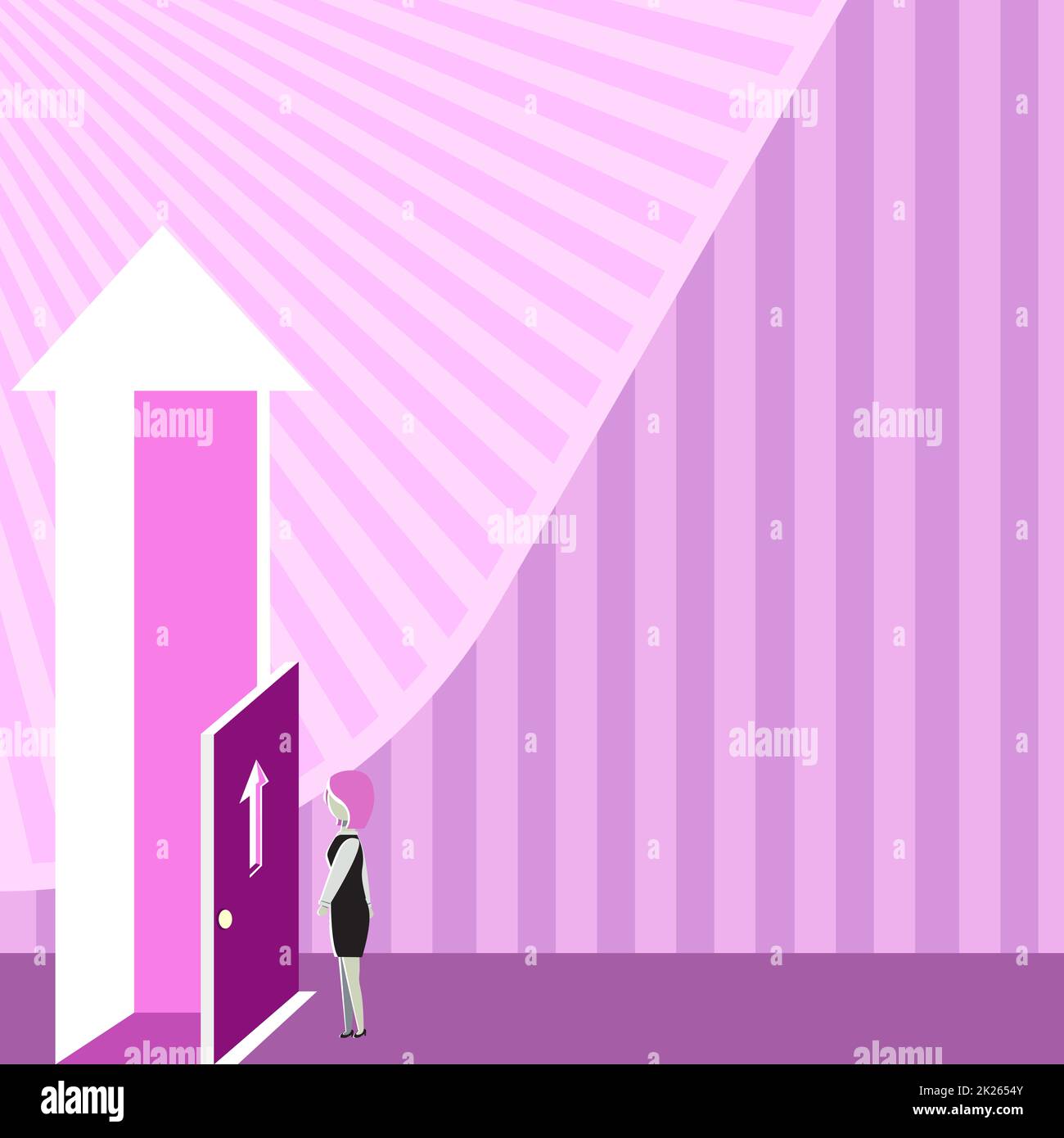 Lady Standing Front Of Door Opening New Opportunities For Success ...