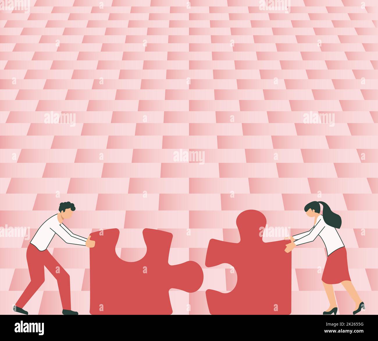 Colleagues Conencting Two Pieces Of Jigsaw Puzzle Together Showing ...