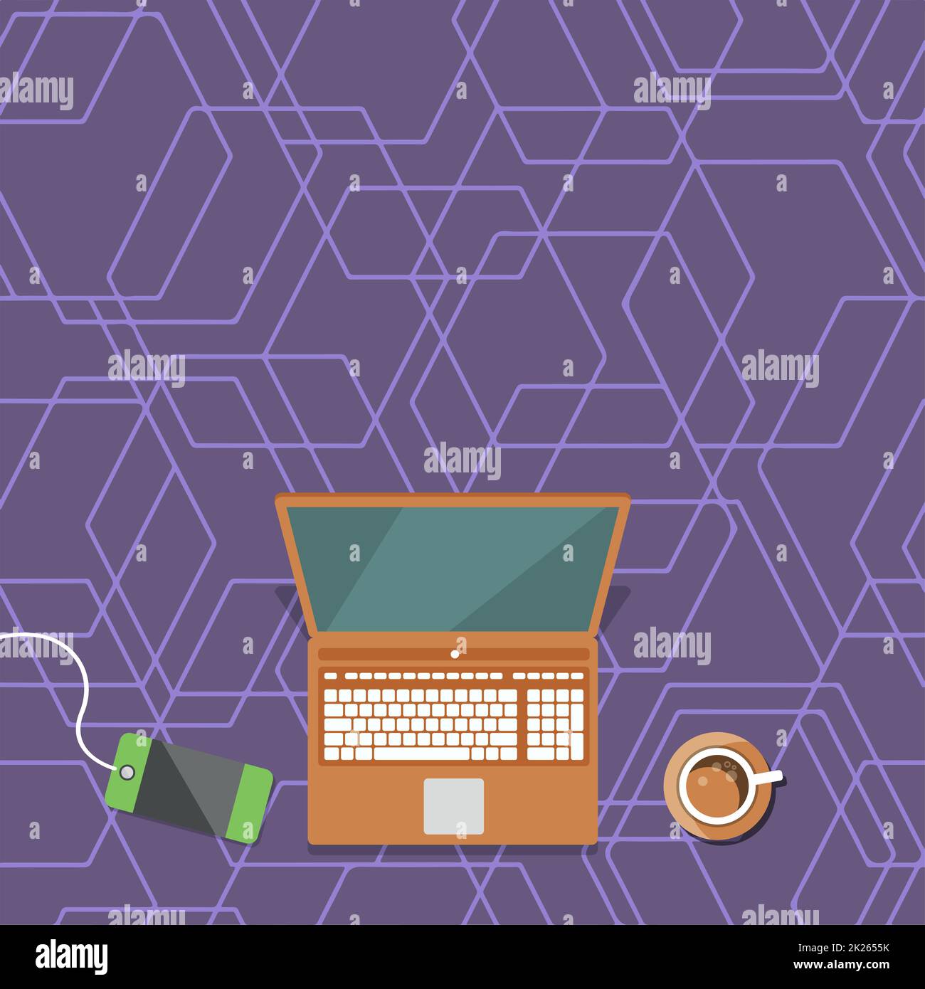 Laptop Resting On A Table Beside Coffee Mug And Plant Showing Work ...