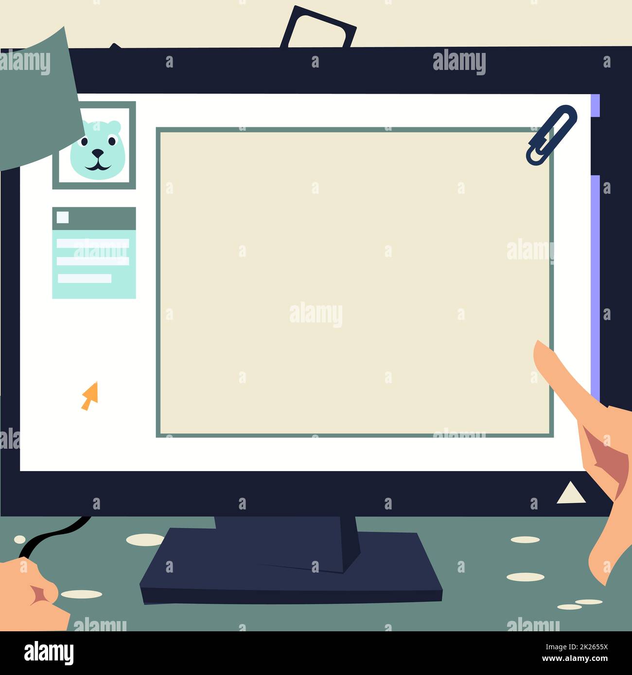 Hand Touching Screen Of Desktop Inside Web Browser Showing Recent Technology Finger Tapping