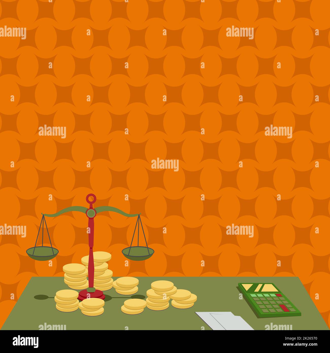 Balance Scale Surrounded By Coins Calculator Counting Financial ...