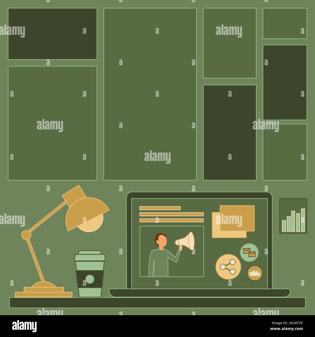 Cartoon desk office work place hi-res stock photography and images - Alamy