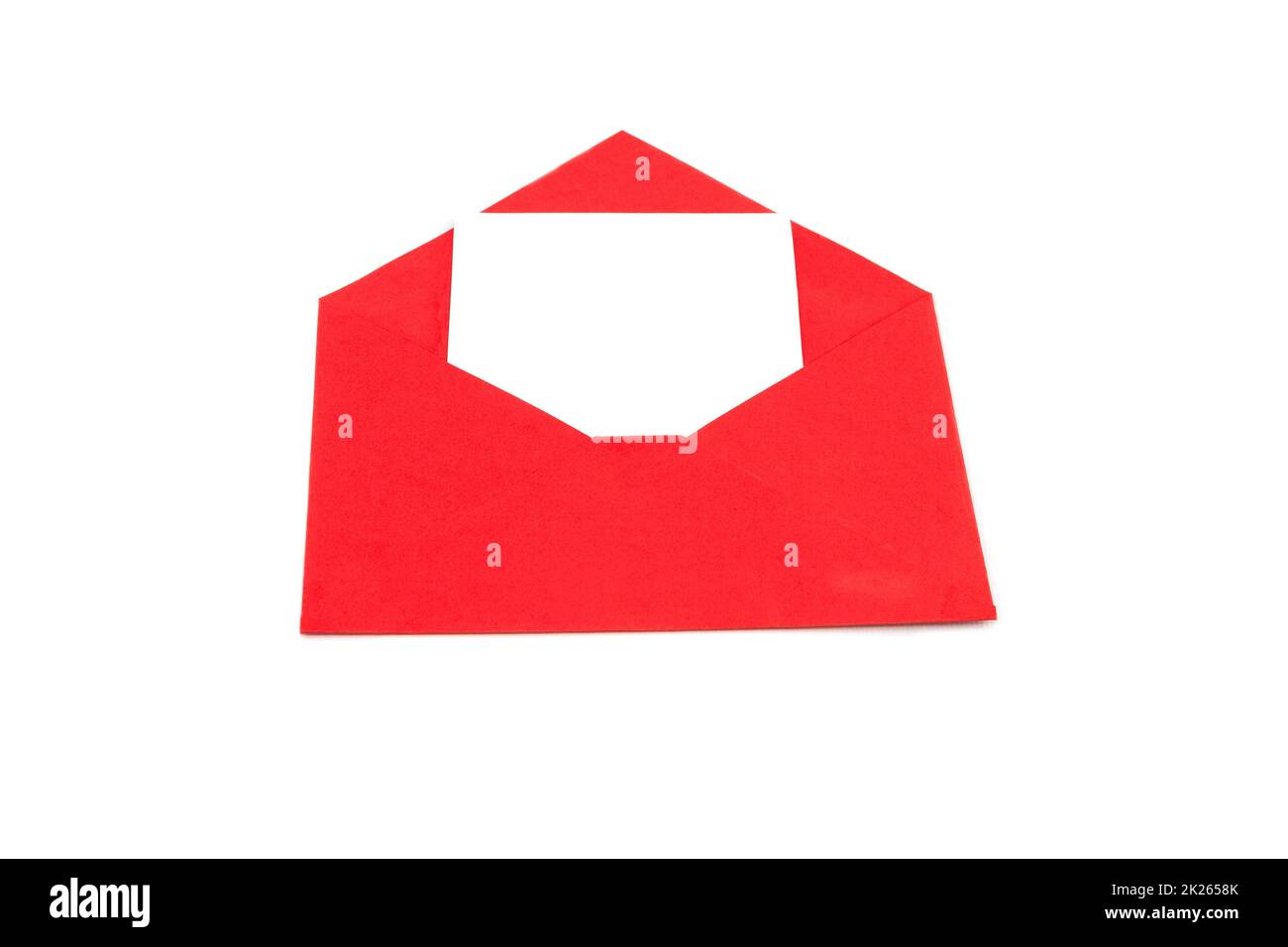 Red envelope with a white sheet of paper on a white background Stock ...