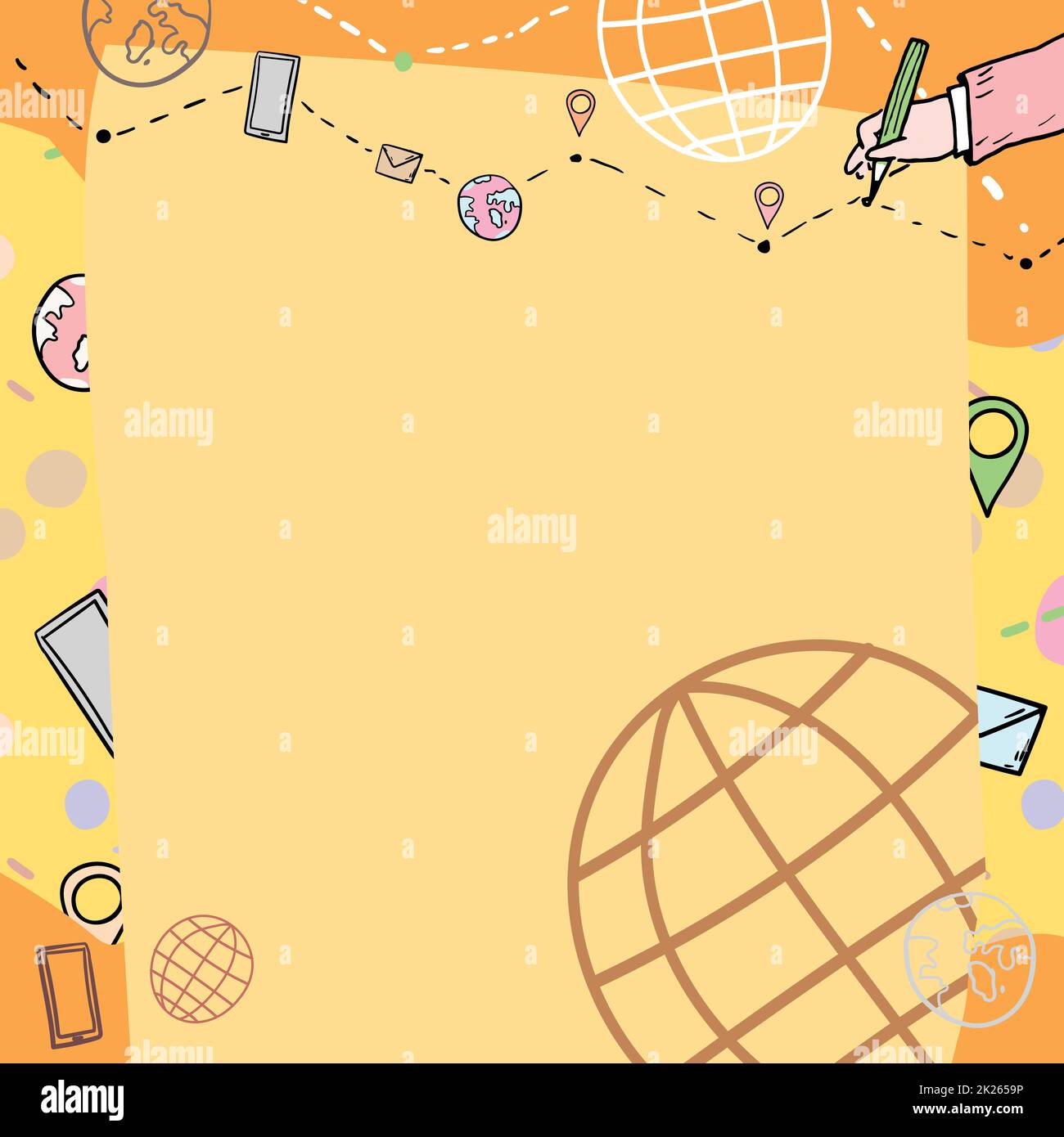 Plain Whiteboard With Hand Drawing Guide Line For Steps Over World ...