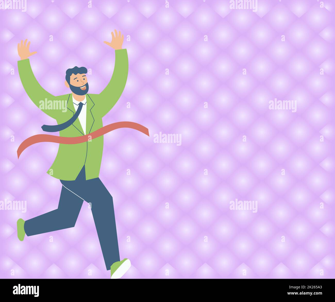 Gentleman In Suit Running Towards Finish Line Celebrating Success. Man ...