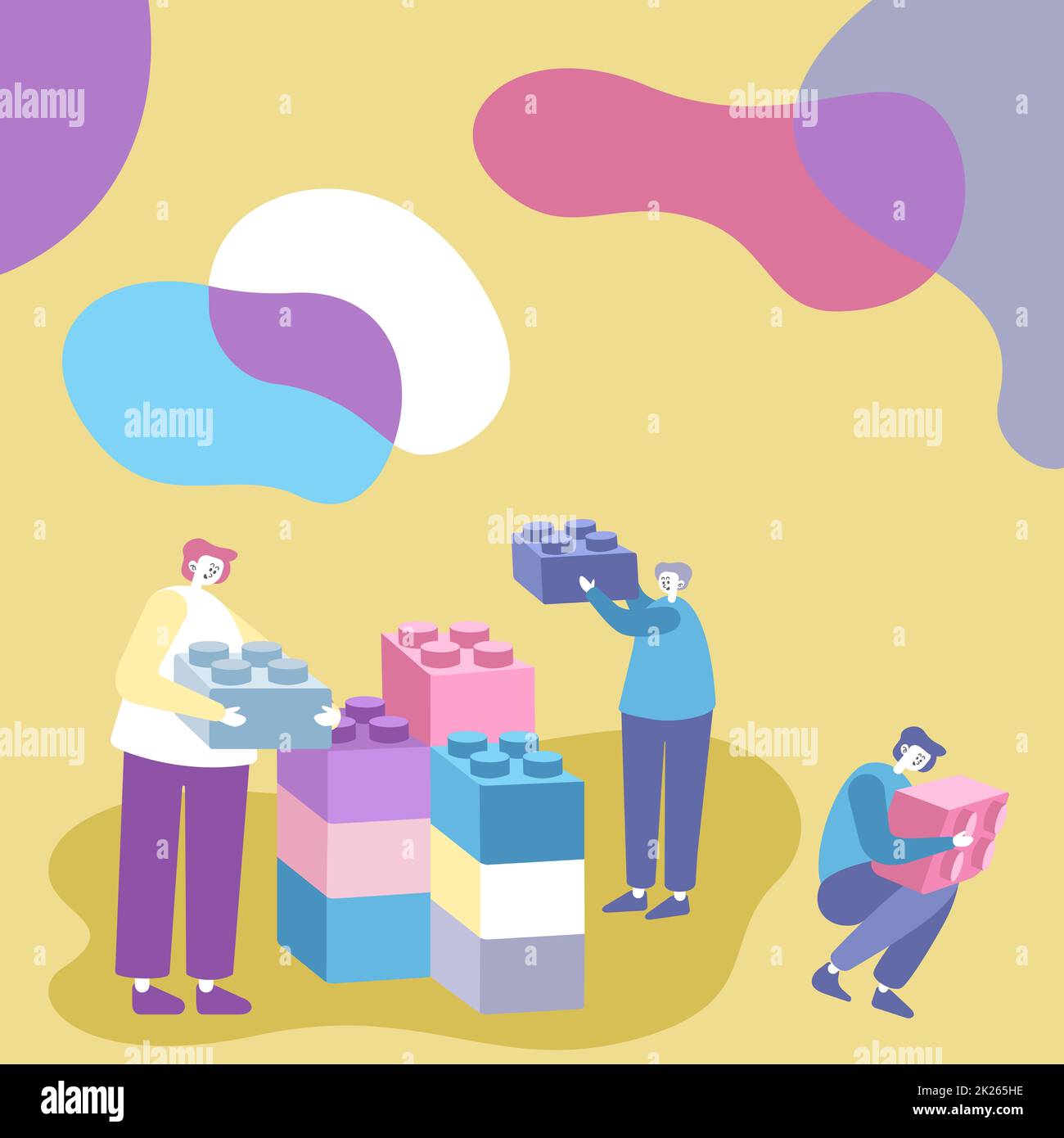 Three Colleagues Having Meeting Displaying Cube Representing Teamwork ...