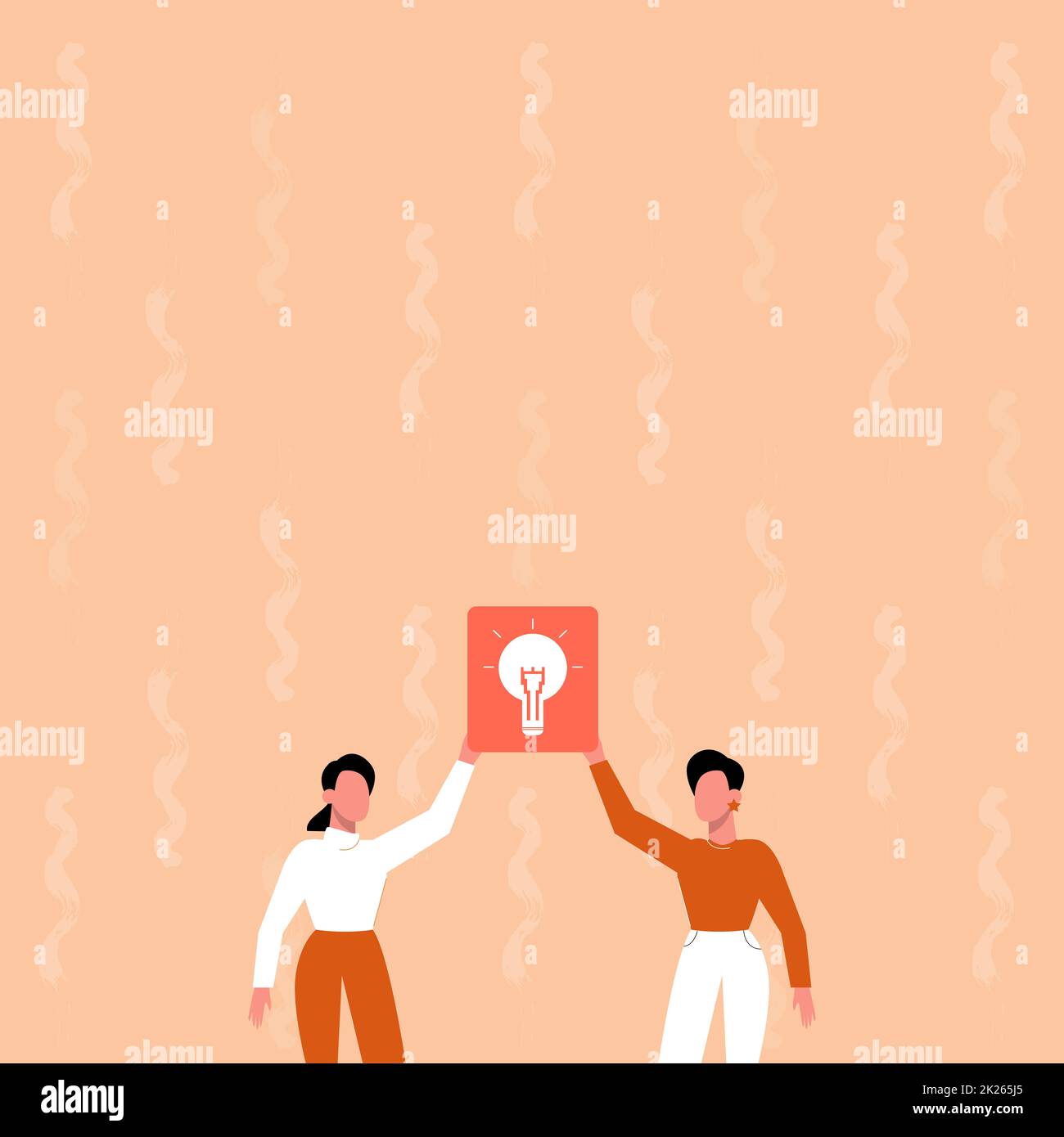 Two Colleagues Holding Lamp Presenting New Achievement Reached ...