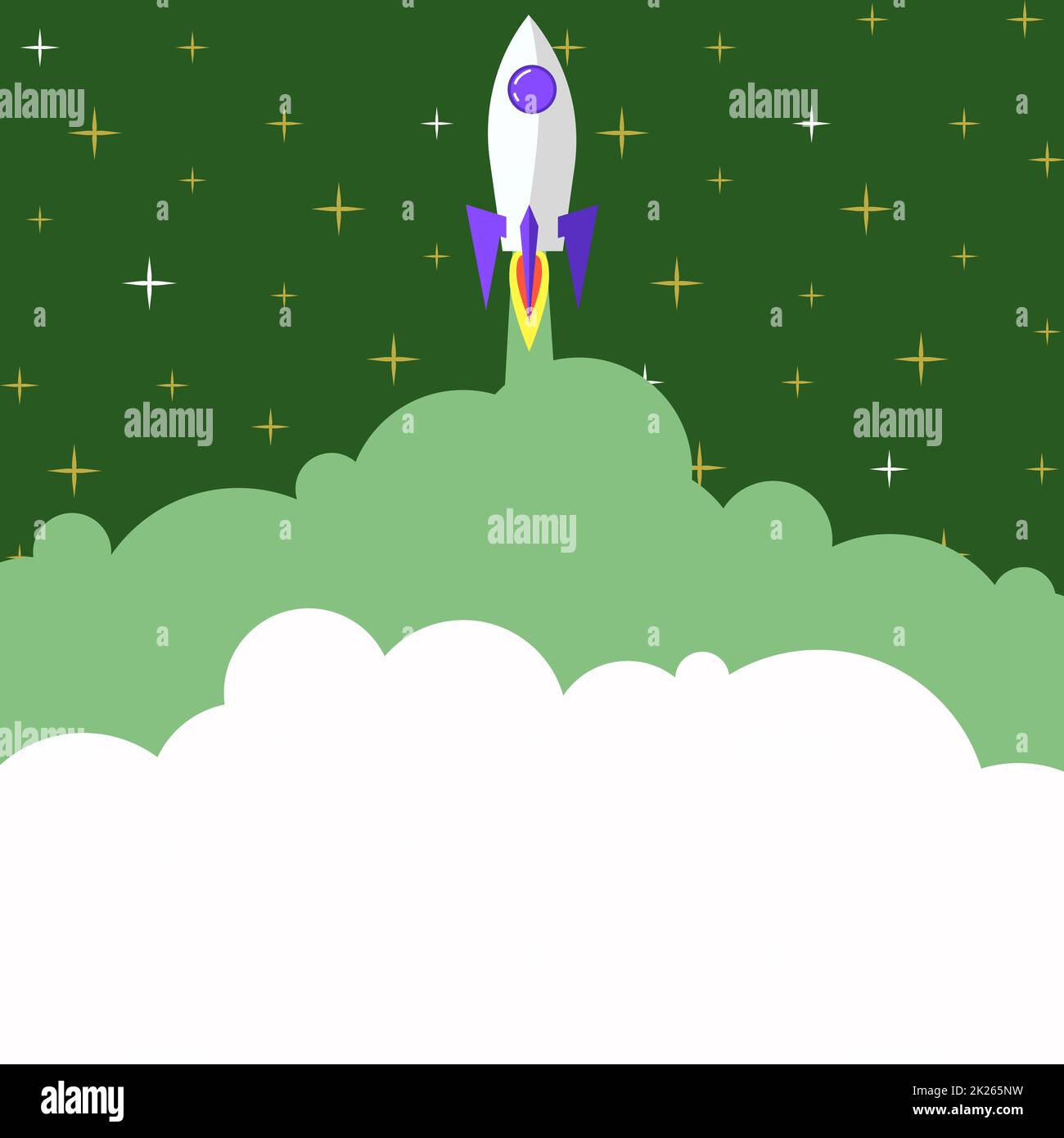 Rocket Ship Launching Fast Straight Up To The Outer Space. Spaceship ...