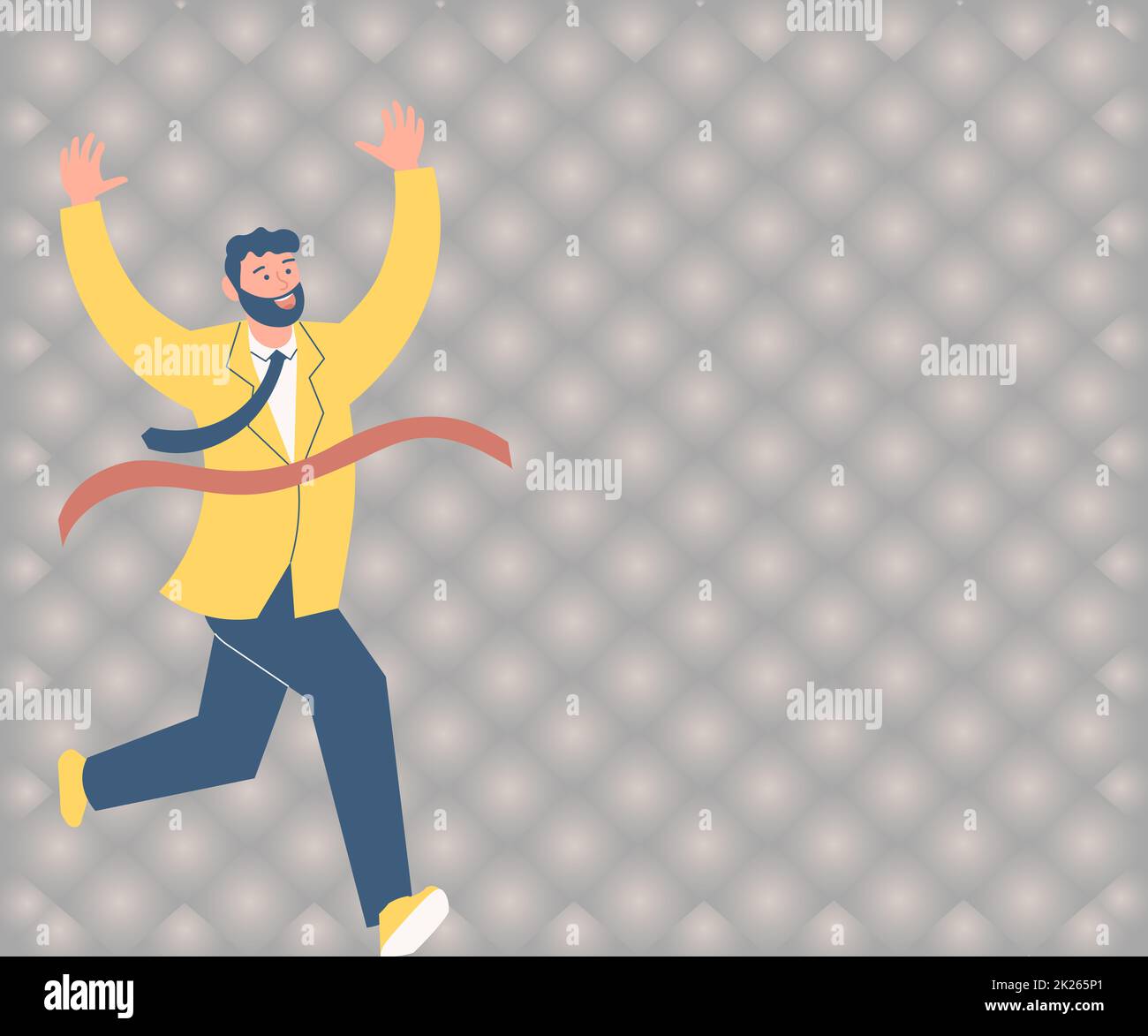 Gentleman In Suit Running Towards Finish Line Celebrating Success. Man ...