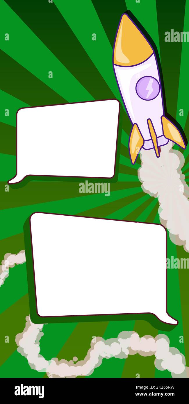 Rocket Ship Launching Fast Straight Up To The Outer Space. Spaceship ...