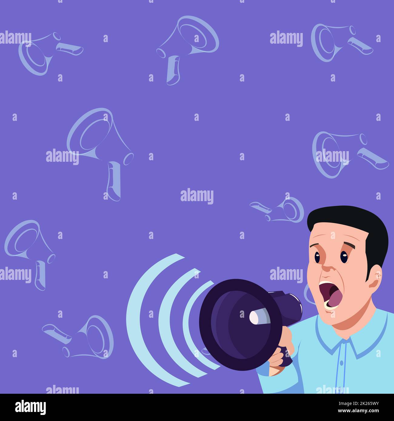 Businessman Talking Through Megaphone Making Wonderful New Announcement ...