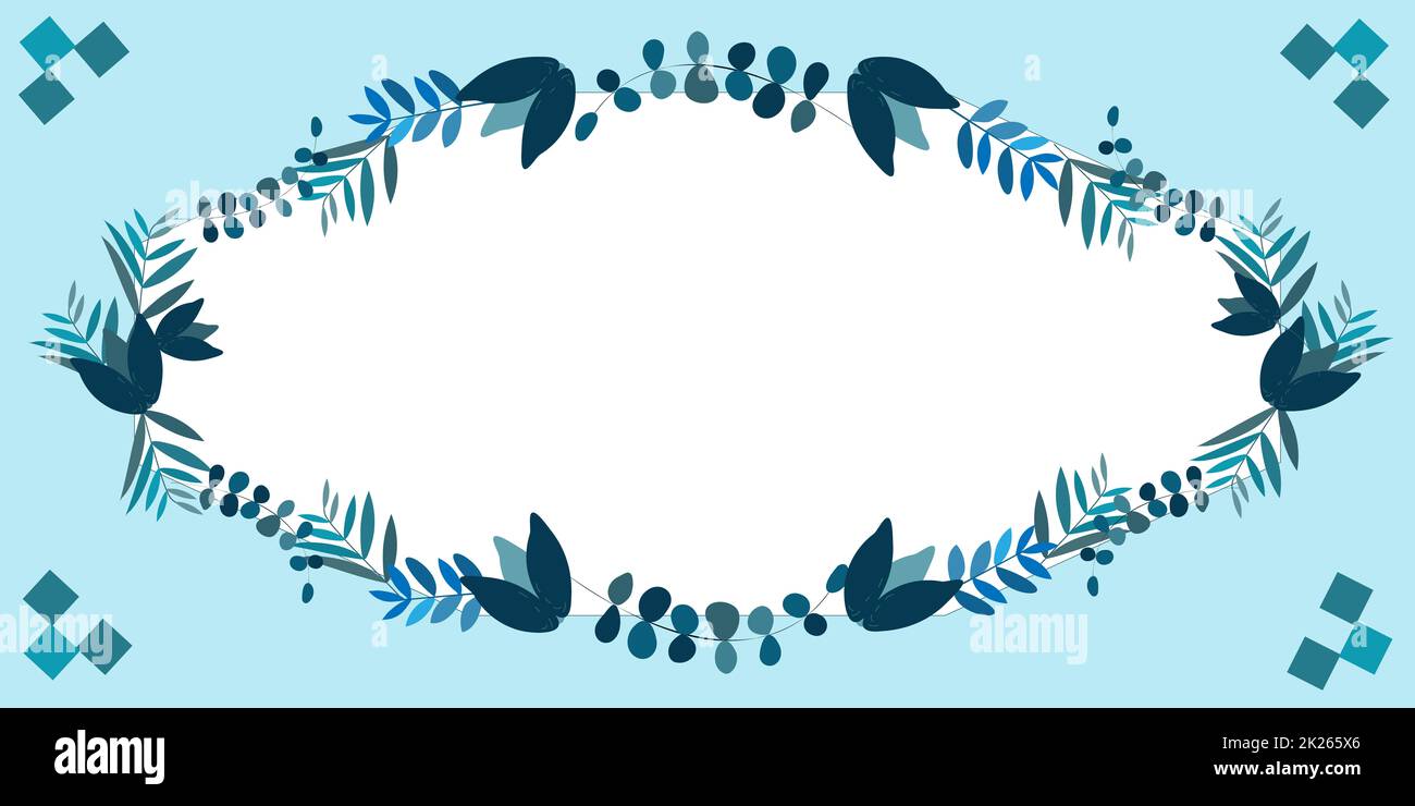 Blank Frame Decorated With Colorful Flowers And Foliage Arranged ...