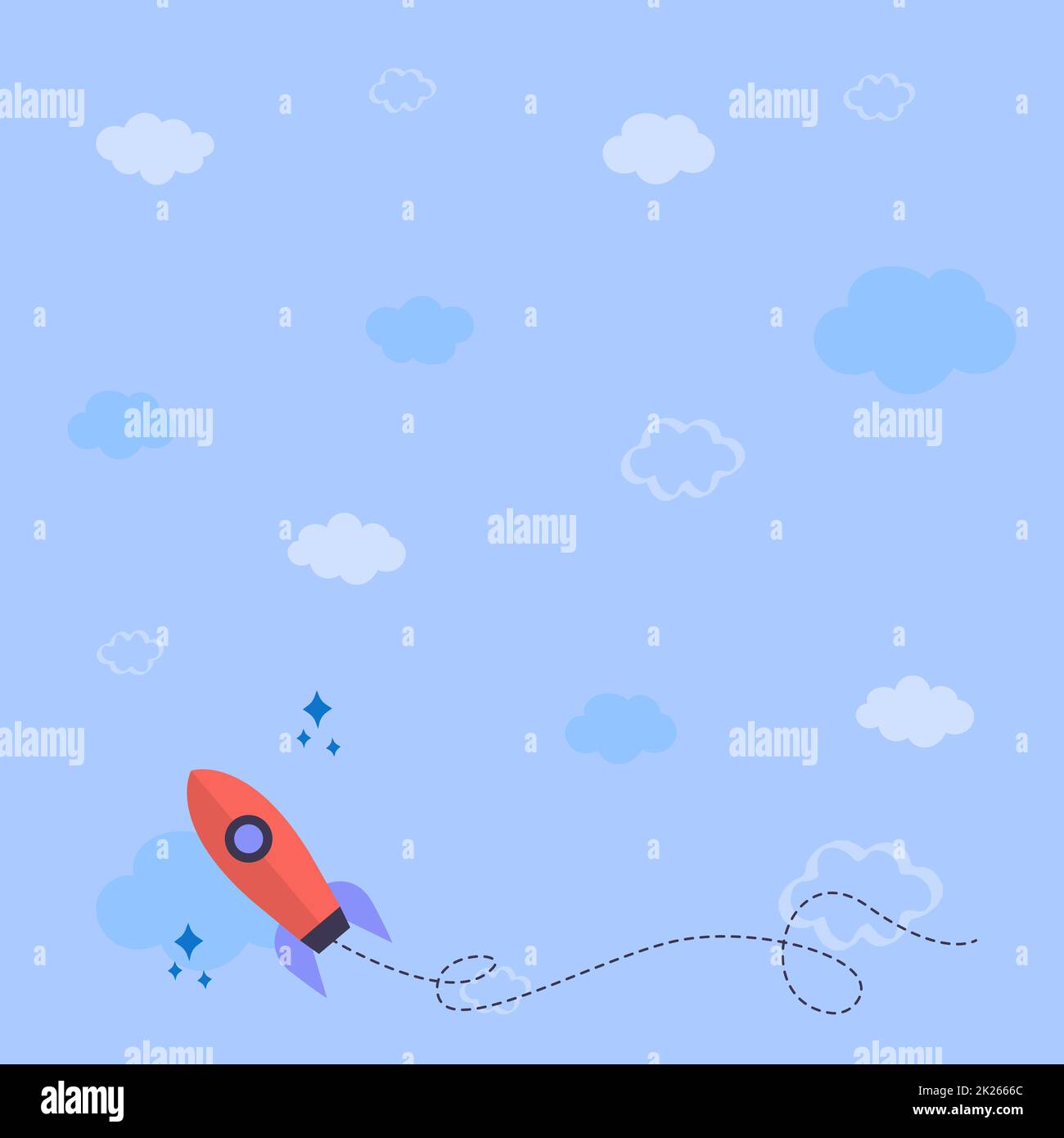 Rocket Ship Launching Fast Straight Up To The Outer Space. Spaceship ...