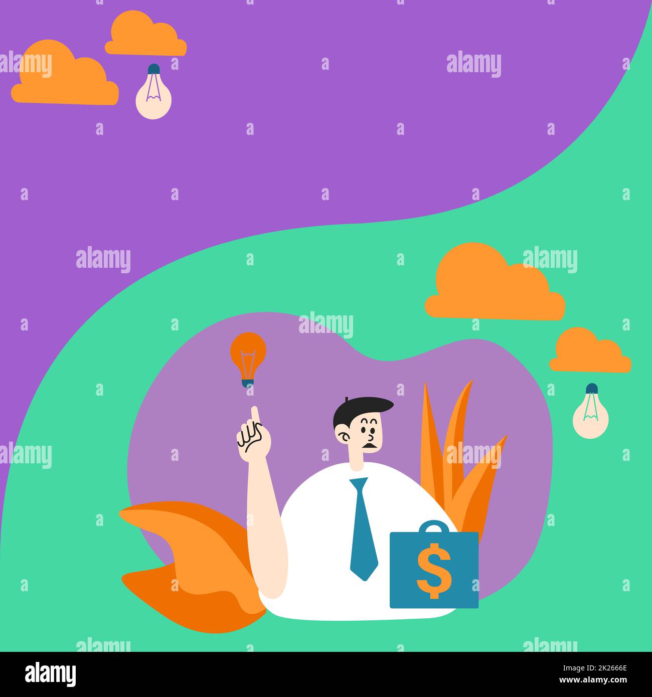 Man Sitting In Park Blowing Balloons Thinking Of New Thoughts With Idea ...