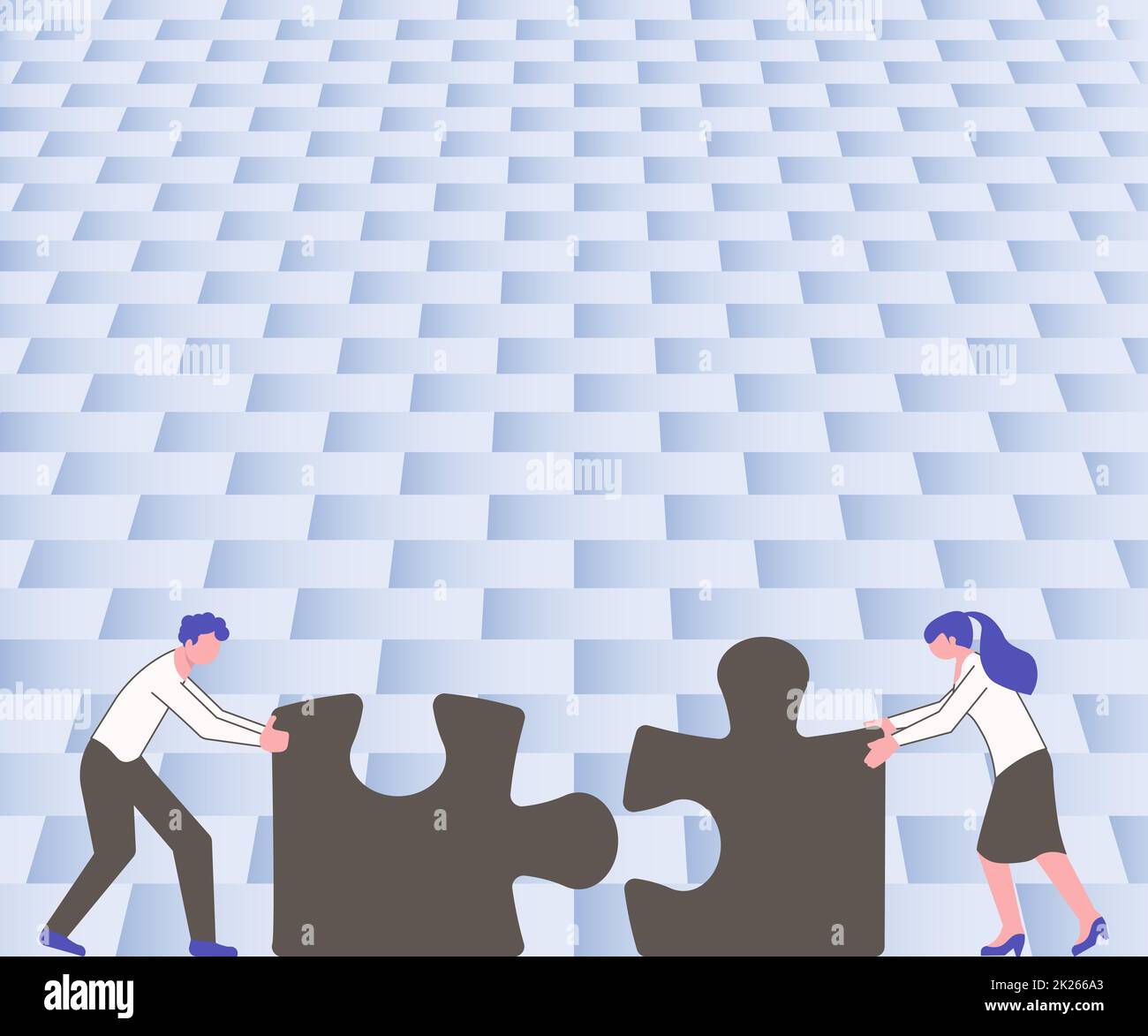 Colleagues Conencting Two Pieces Of Jigsaw Puzzle Together Showing ...