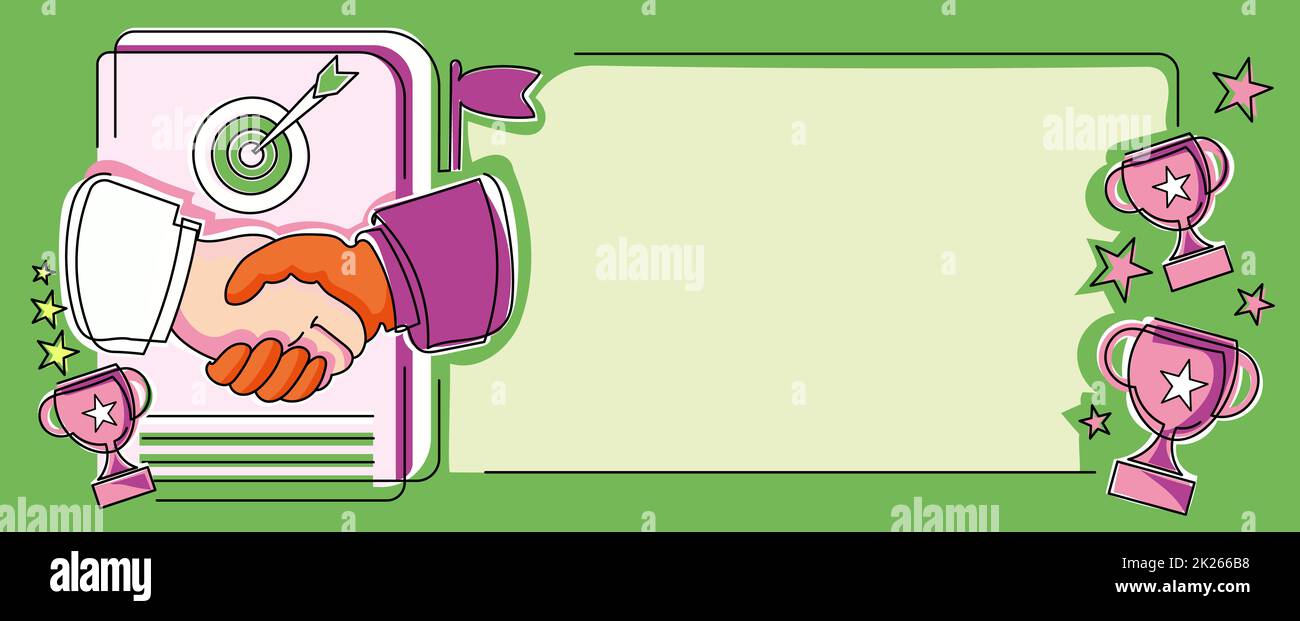 Hands Shaking Signing Contract Unlocking New Futuristic Technologies ...