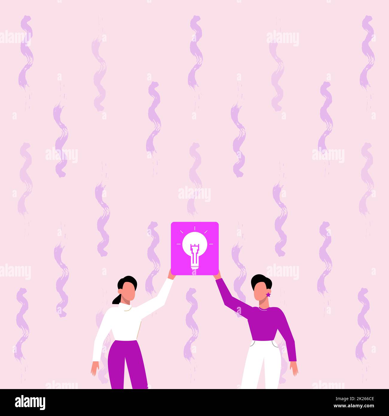 Two Colleagues Holding Lamp Presenting New Achievement Reached ...