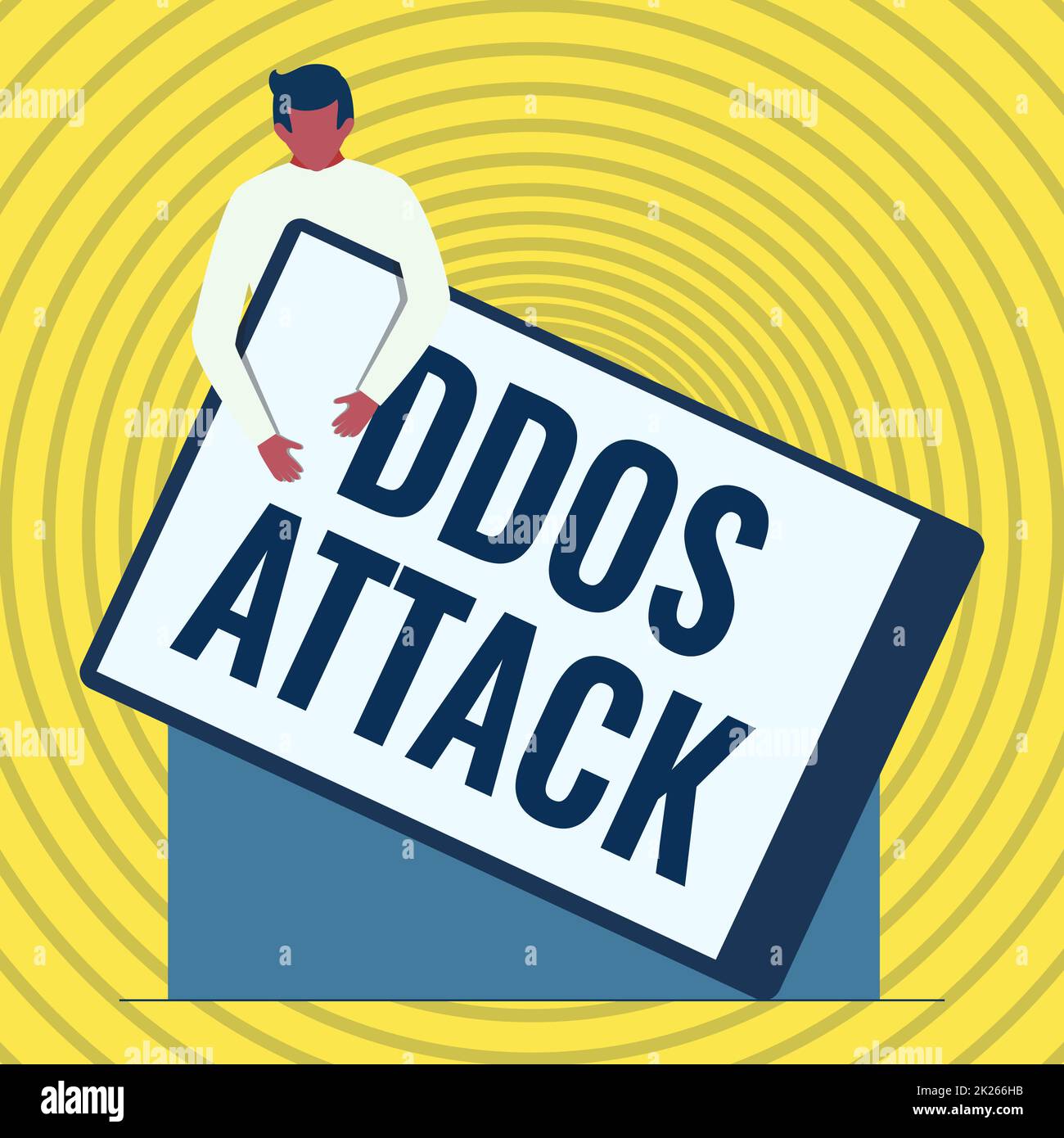Text caption presenting Ddos Attack. Concept meaning disturbed access ...