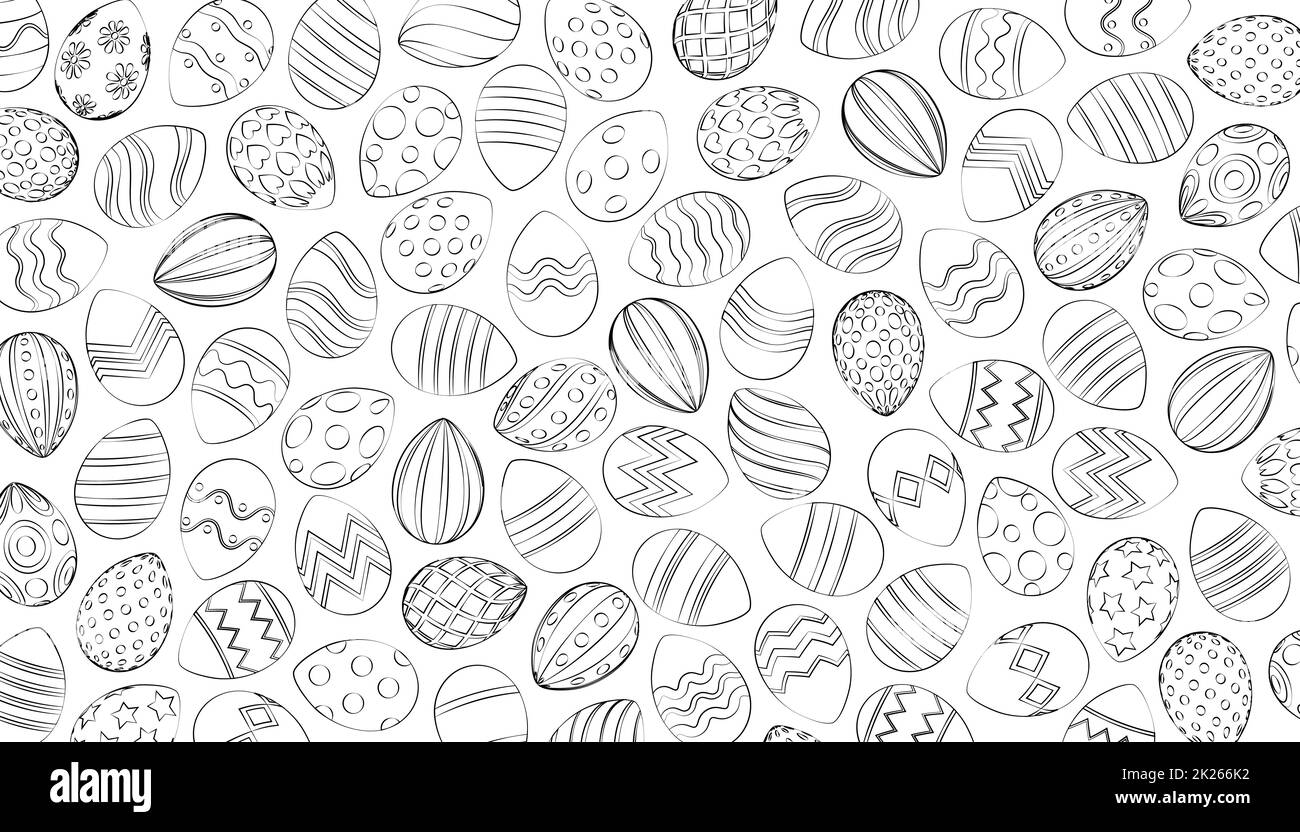 Panoramic white Easter eggs pattern thin lines - Vector Stock Photo - Alamy