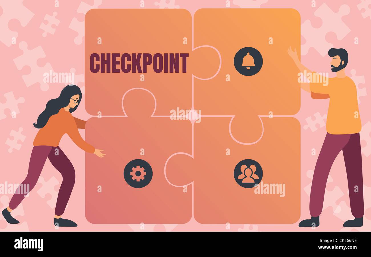 Text caption presenting Checkpoint. Internet Concept manned entrance ...